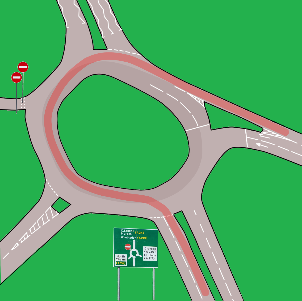 Road Signs Morden Hall Roundabout